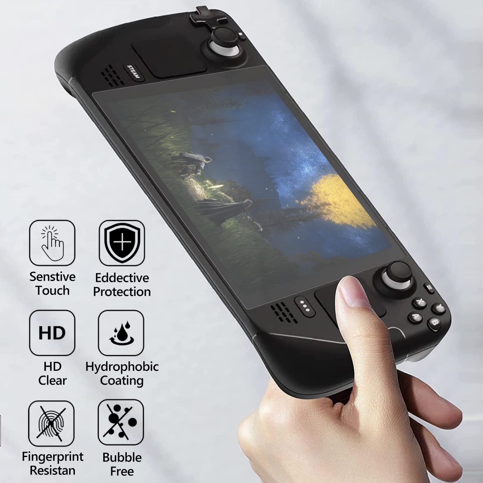 Linkidea Glass Protector Compatible with Steam Deck, Tempered Glass Screen Protector Bubble-Free, Anti-Scratch, HD Clear, Fingerprint Resistant, Easy Installation (4 Pack)