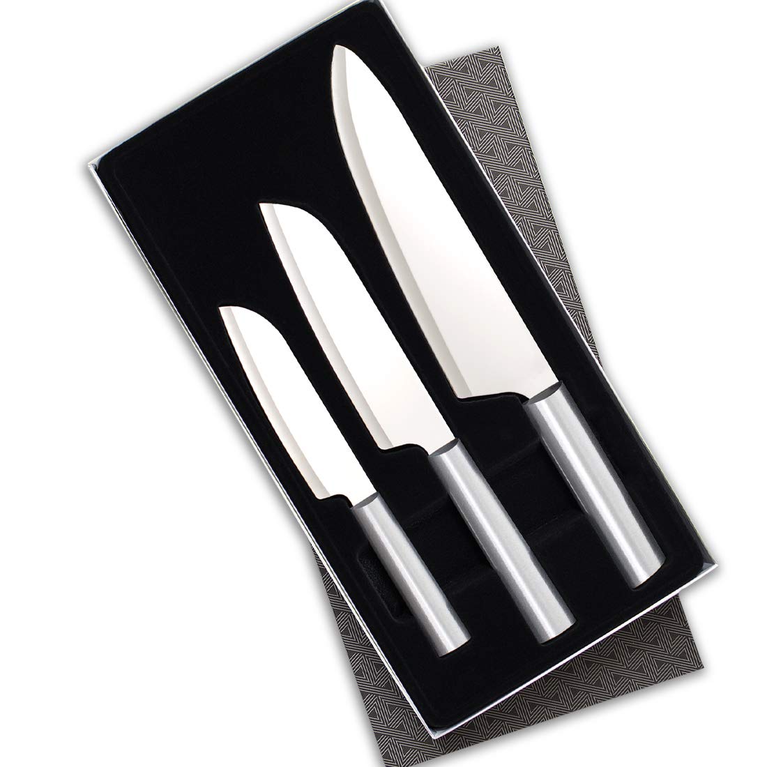 RADA Chef Select 3-Piece Large Knife Set β Stainless Steel Culinary Knives With Aluminum Handles and Knife Sharpener