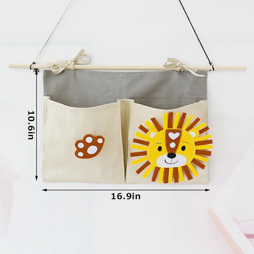 KOFABID 2 PCS Baby Hanging Diapers Toys Caddy Organizer for Crib, Baby Bedside Storage Bag 2 Pockets for Changing Table (Beige)