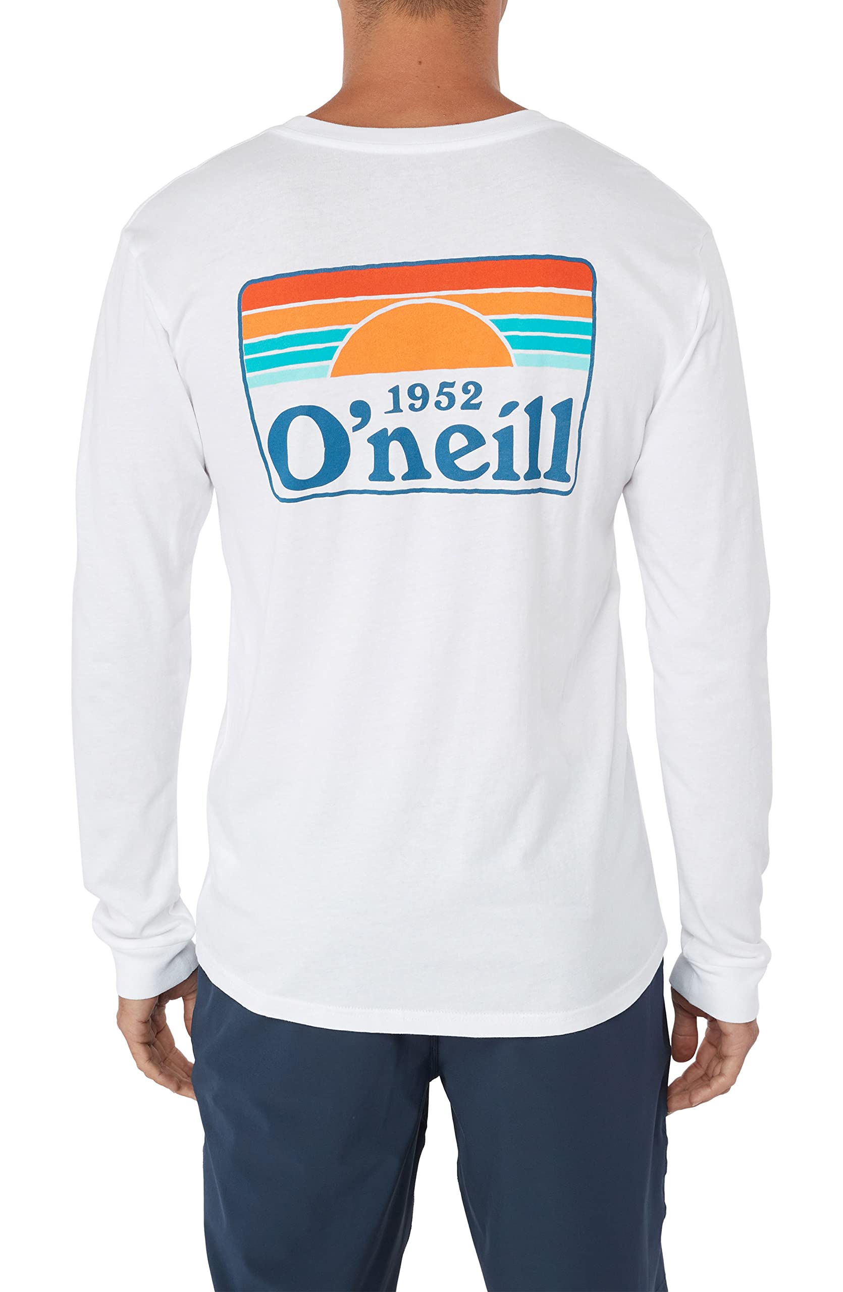 Mens Sun Down Graphic Long Sleeve T-Shirt, White 2, M
