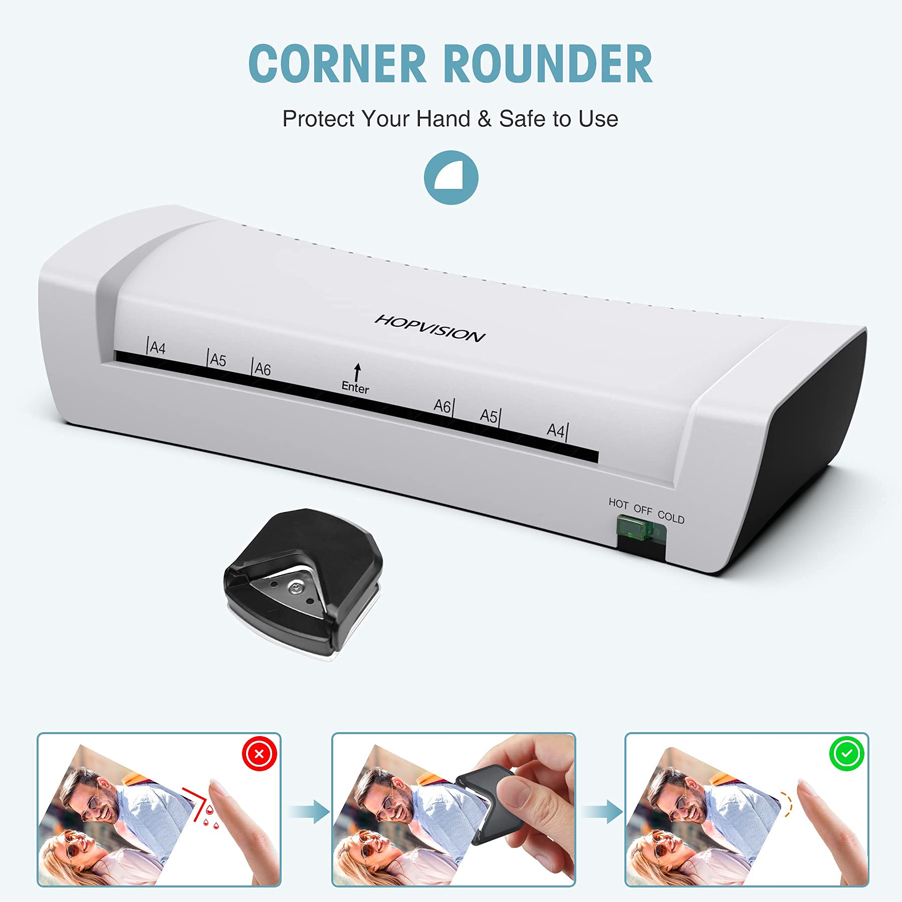 Laminator, Laminator Machine with Laminating Sheet, Thermal Laminating Machine for Home Office School Use, 9 Inches Hot Cold Laminator Machine with 30 A4/A5/A6 Pouches, Paper Trimmer, Corner Rounder