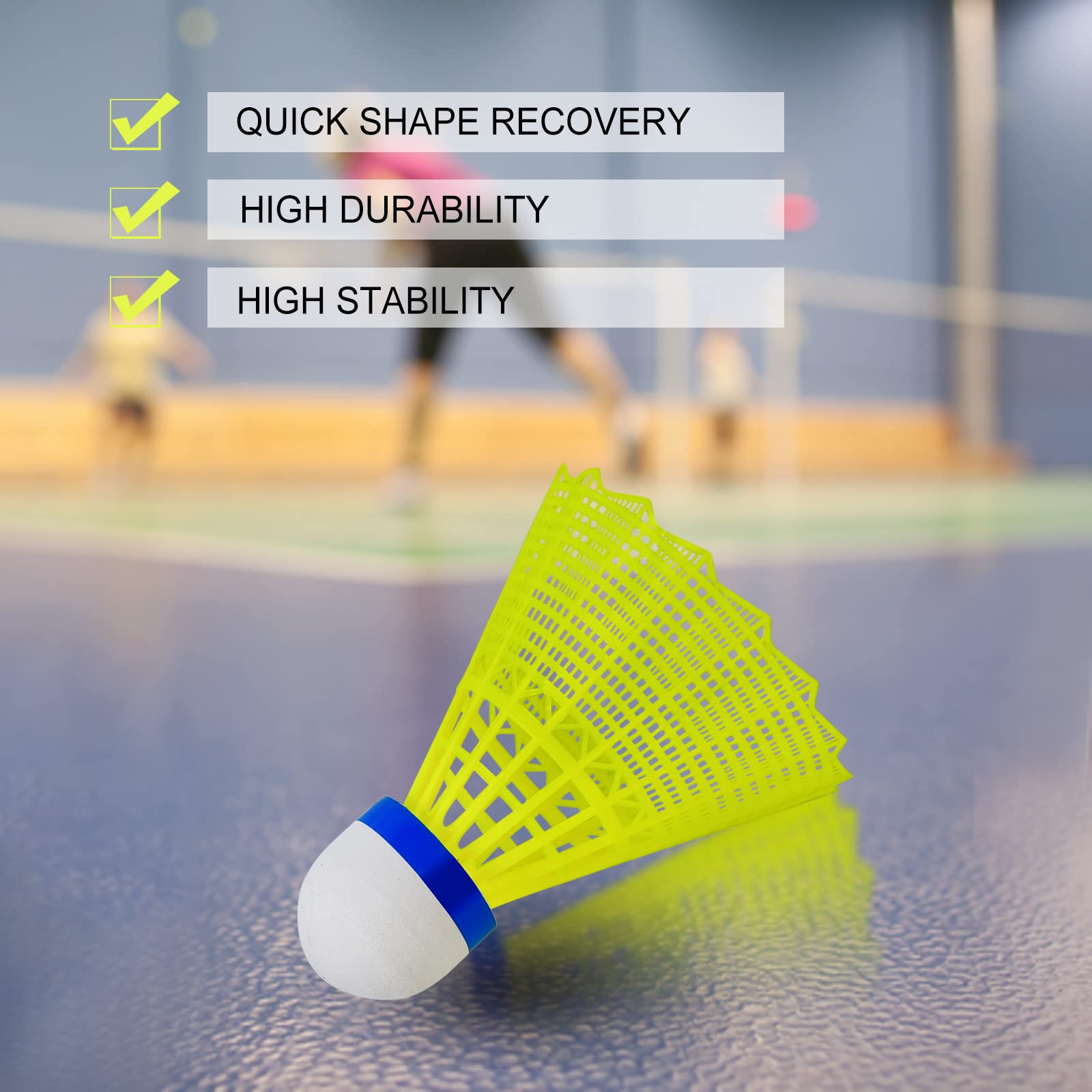 MANJHONG Badminton Shuttlecocks Nylon Feather Shuttles Training Birdies Set for Indoor Outdoor Sports, Yellow 12 Pack