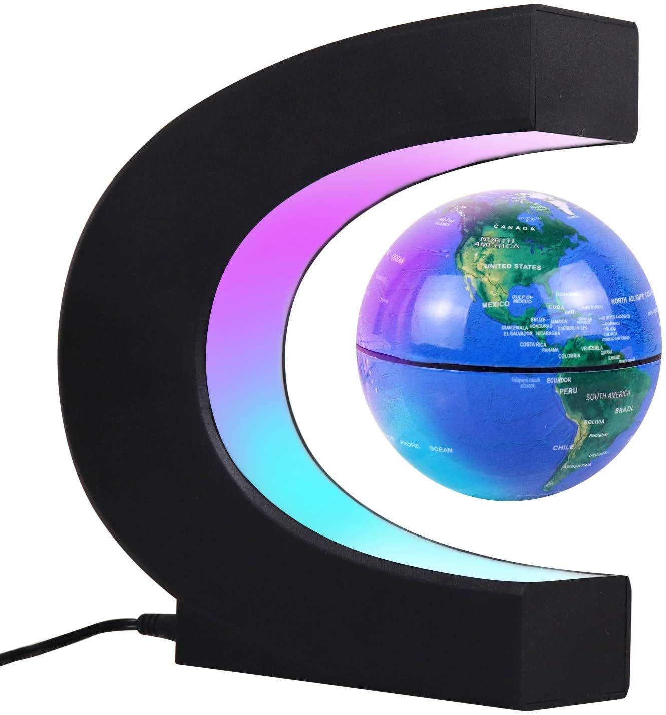 JOWHOL Magnetic Floating Globe with LED Lights, 24-Hours Auto-Rotating levitating Globe, Perfect Cool Gift for Men, Kids, Home Office, Desk Decoration, Education Teaching Demo(Blue)