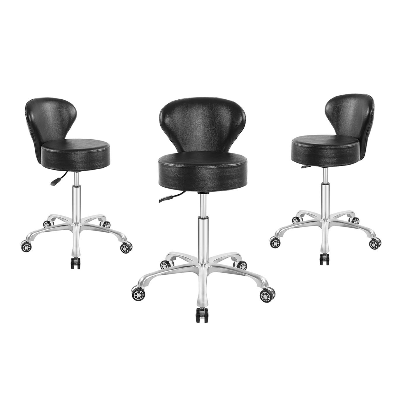 Hydraulic Rolling Stool Desk Chair Drafting Adjustable with Backrest Heavy Duty for Office Kitchen Medical Dentist Shop and Home (Without Footrest)