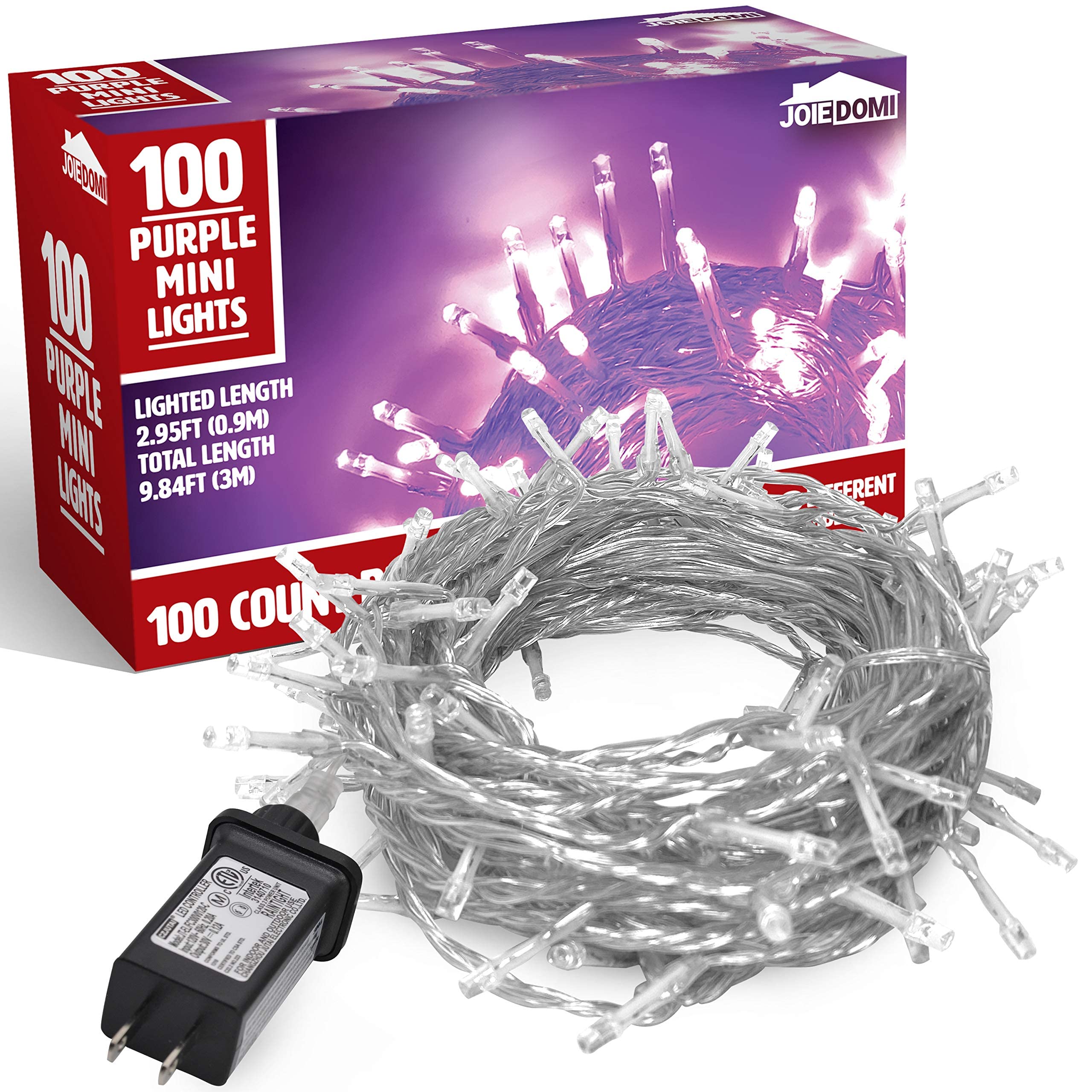 Joiedomi 100-counts LED Christmas Light, 8 Modes 32.8 ft Purple Christmas String Lights (Single Stranded), Purple Lights for Indoor/Outdoor Christmas Decorations