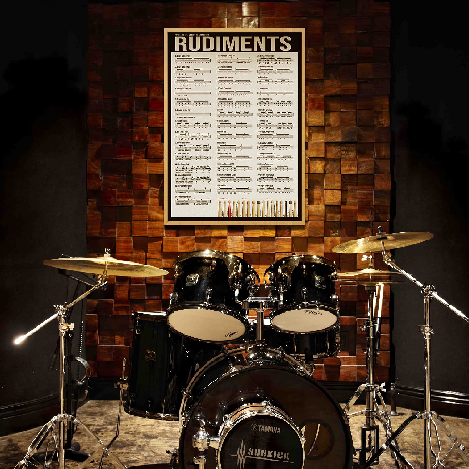 KING PRINT Rudiment Chart Poster, Drum Rudiment Reference Guide Canvas Wall Art, Music Wall Decor For Drummer, Drum Lovers, Boy Room Decor, Percusion Chart, Drum Knowledge Poster Chart