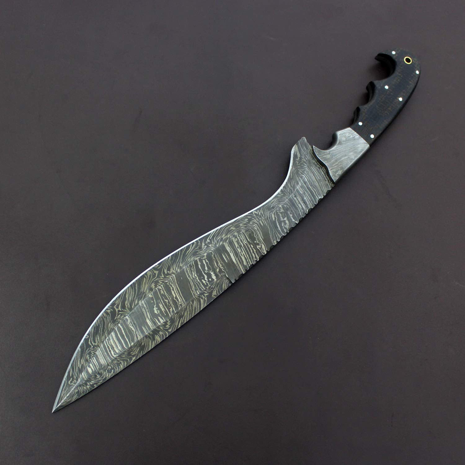 JNR Traders Damascus Steel Full Tang Fixed Blade Hunting Knife with leather Sheath - 6082