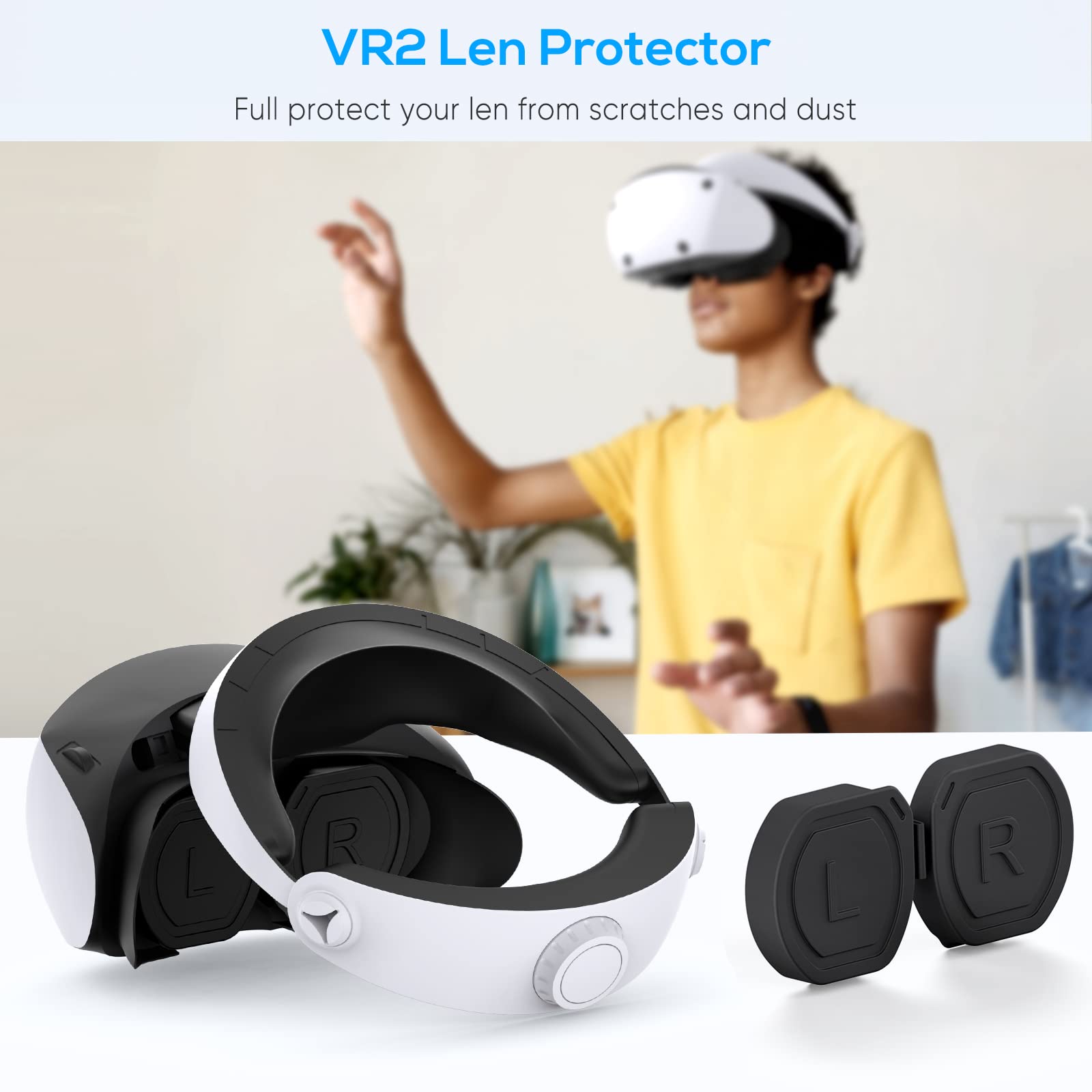 MENEEA Lens Protector Cover for PS VR2, Silicone Protective Cap for Playstation VR2, Easy to Wash and Air Dry, Dustproof, Anti-Scratch & Anti-Grease, Lightweight Accessories for Playstation VR2 Lens