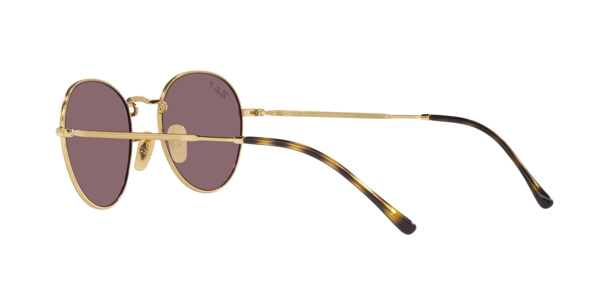 Ray-Ban RB3582 David Round Sunglasses, Gold/Dark Violet Polarized, 51 mm