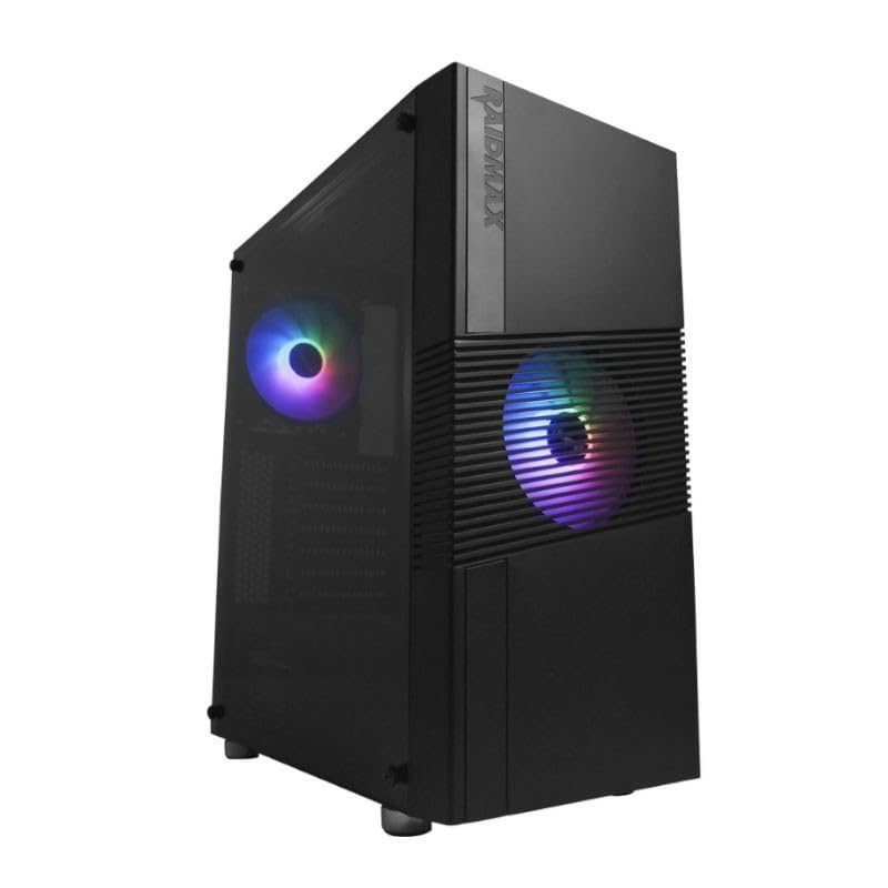 Raidmax Meshian X Seies Mesh Front Intake High Airflow Design, Pre-installed 4X 140mm ARGB and 1x 120mm ARGB Fans, Tempered Glass, Support 4090 GPU and 360mm Water Cooler (H704, Black)