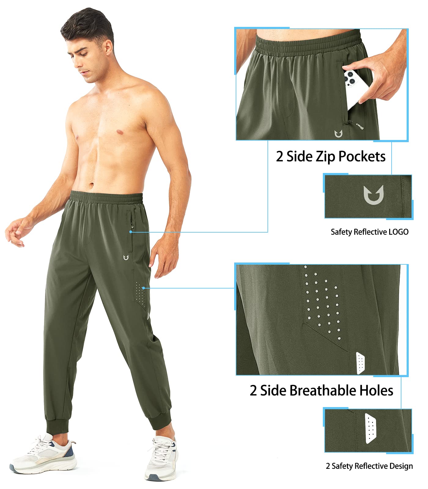 NORTHYARD Men's Athletic Running Pants Lightweight Workout Joggers Quick Dry Gym Sweatpants Active Sports Track Training PURPLEGREY L