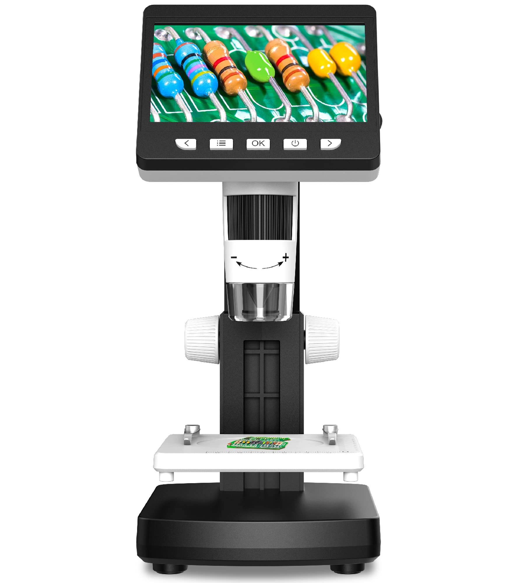 LCD Microscope 4.3" IPS Screen, 1080P Digital Stand Microscope Inspetion Camera, 8 LED Lights, 50x-1000x Magnification, USB Electron Microscopes Compatible with Computer