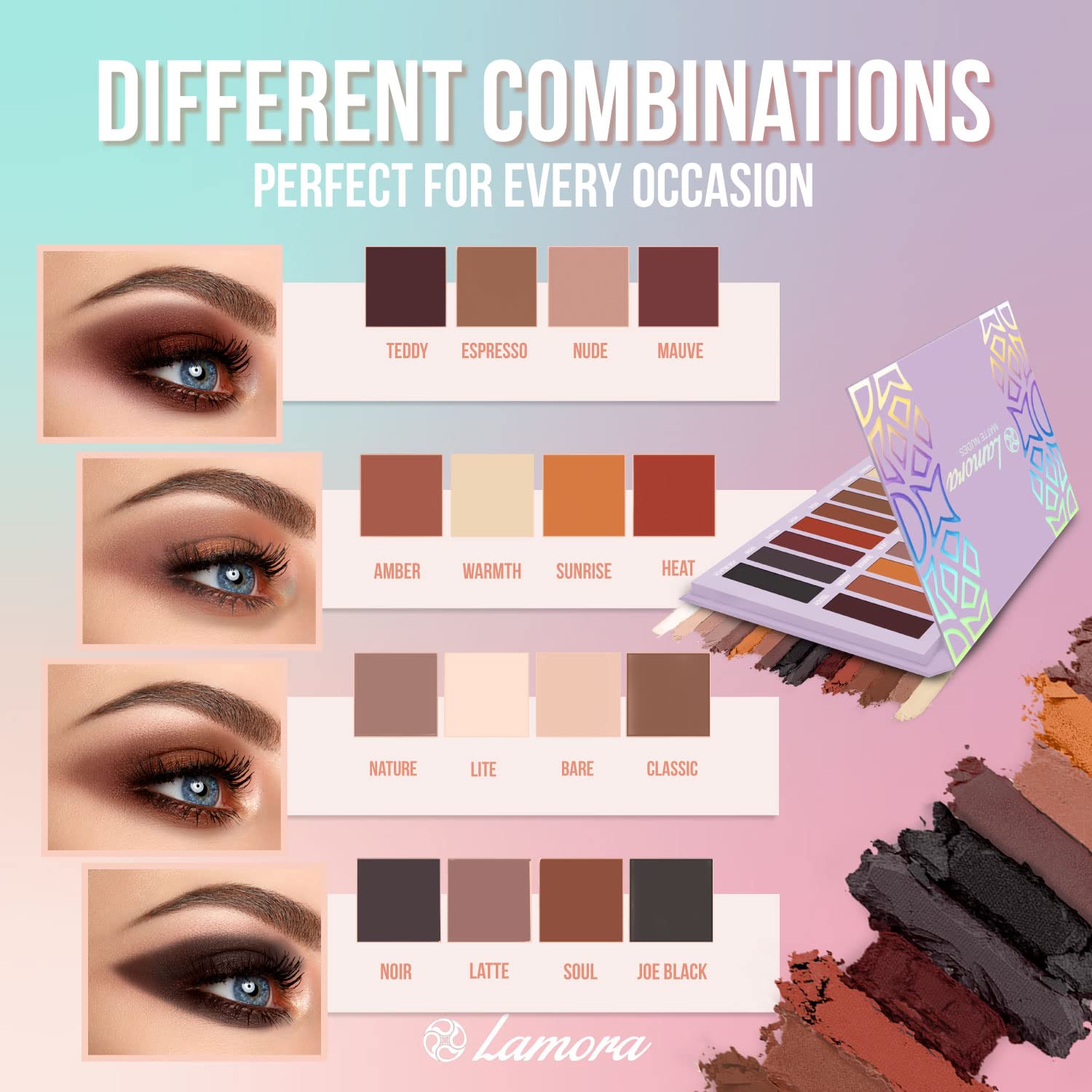 Lamora Nude Eyeshadow Palettes (Matte + Bronze Gold)