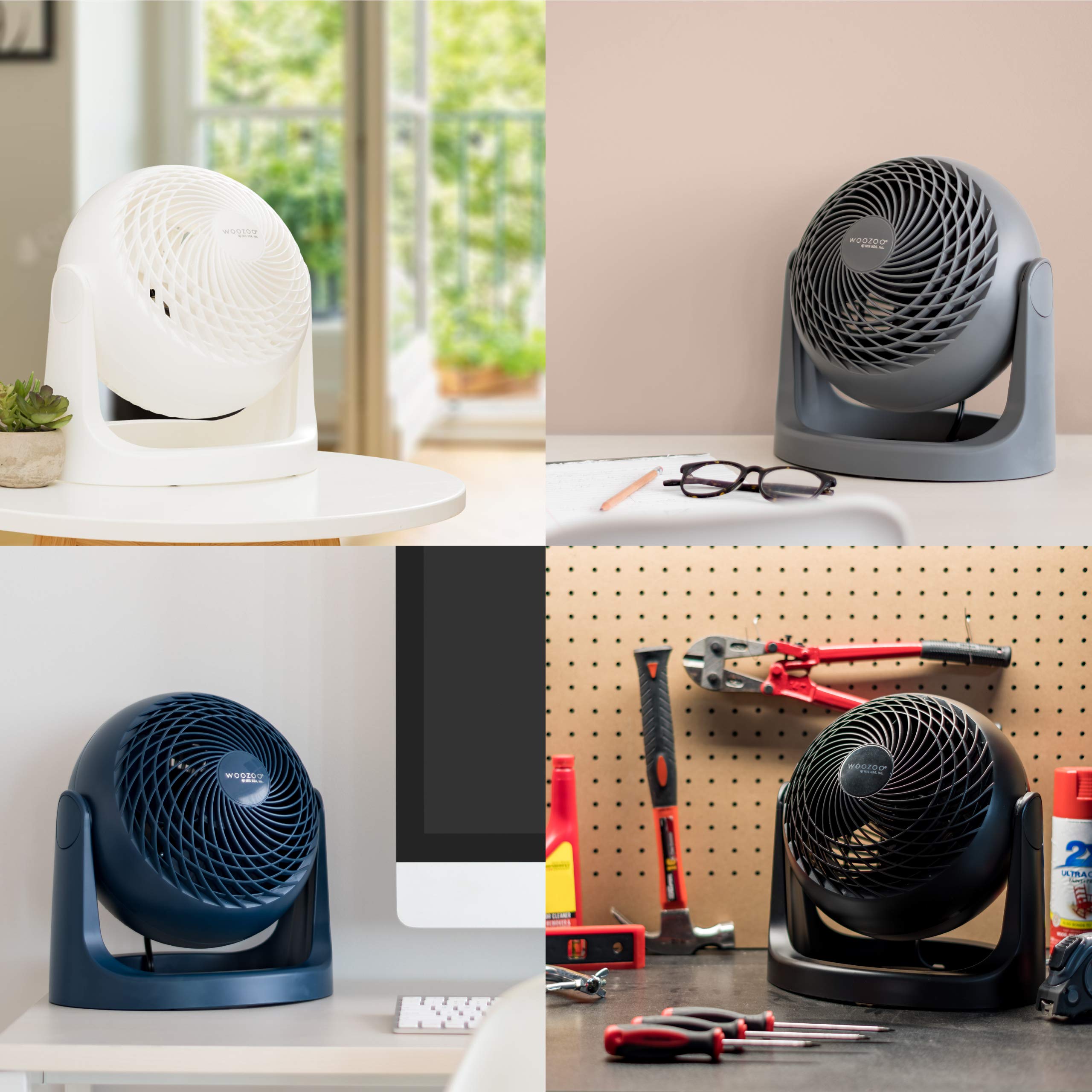 IRIS USA, Inc. WOOZOO Air Circulator Fan, Vortex Fan, Desk Fan, Portable Fan, 3 Speed Settings, 360 Tilting Head, 52ft Max Air Distance, Large, Navy