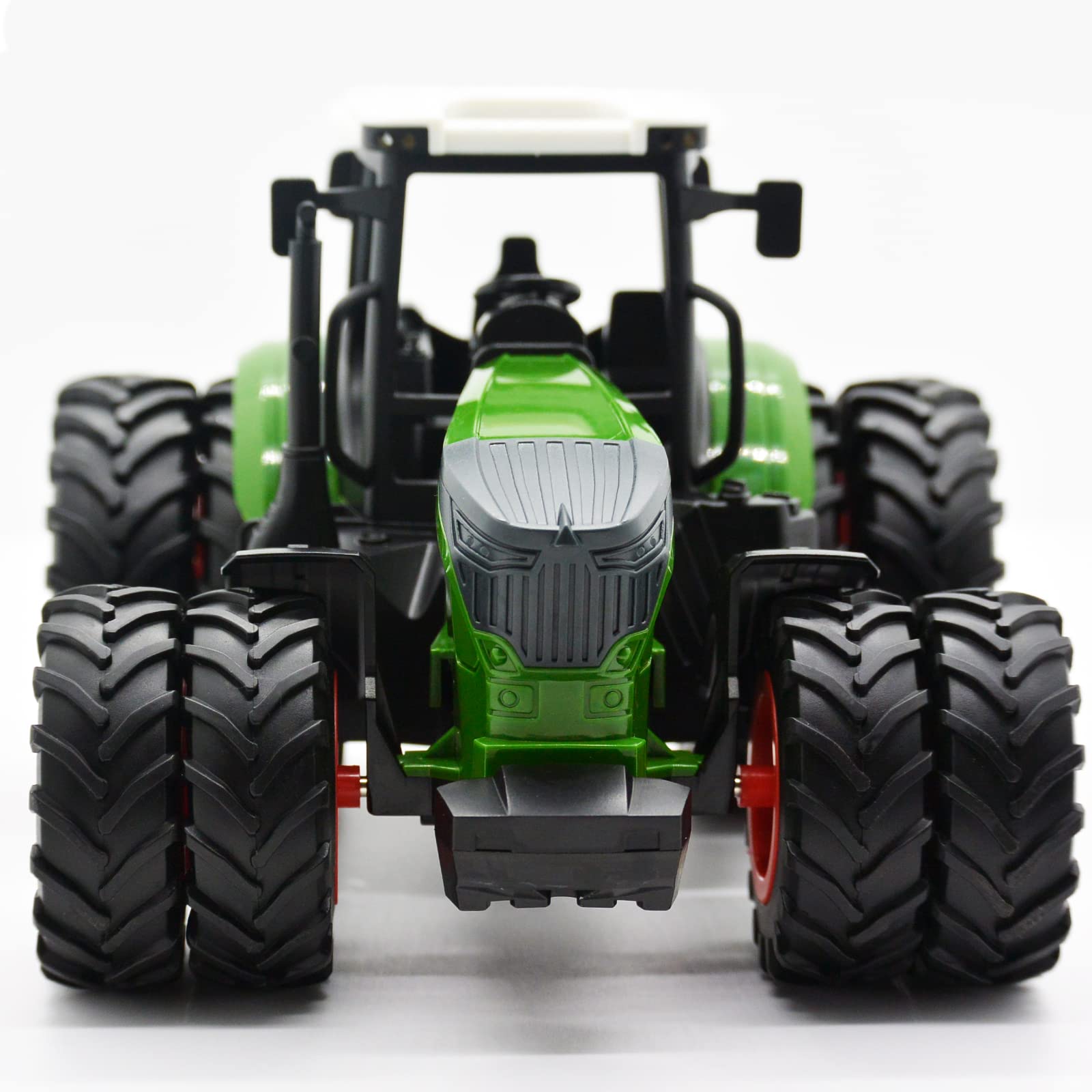 PERKPUTOE RC Tractor Toys, Remote Control Tractor with Trailer Front Gripper Cows Sheep Tractor Toys Set,RC Tractor Trailer Set Gift Toy with Light for Kids Age3+ Christmas Birthday Gift