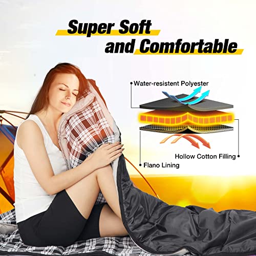 KINGS TREK Sleeping Bag Heated with Battery Pack & Compression Bag, Waterproof Lightweight Sleeping Bag for Camping, Backpacking, Hiking (Black)