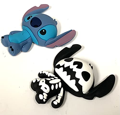 Monogram Disney Lilo and Stitch 3D Foam Magnet Set - Stitch & Stitch Skeleton Magnets - Magnet for Refrigerators and Lockers