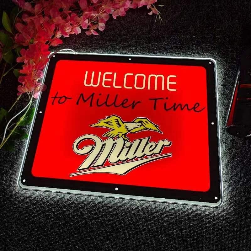 NIGHT LIGHT Welcome to Miller Time Acrylic Slim Light Sign Neon Sign for Bar, Window, Garage,Game Room,Festival or Gift