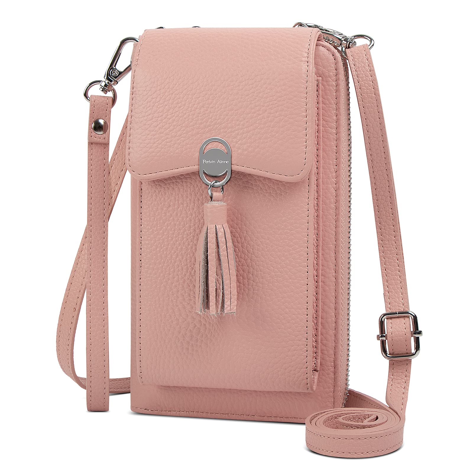 Perlvin Alinne Small Genuine Leather Crossbody Bag for Women Rfid Blocking Cell Phone Wallet Purse Handbag with Card Slots