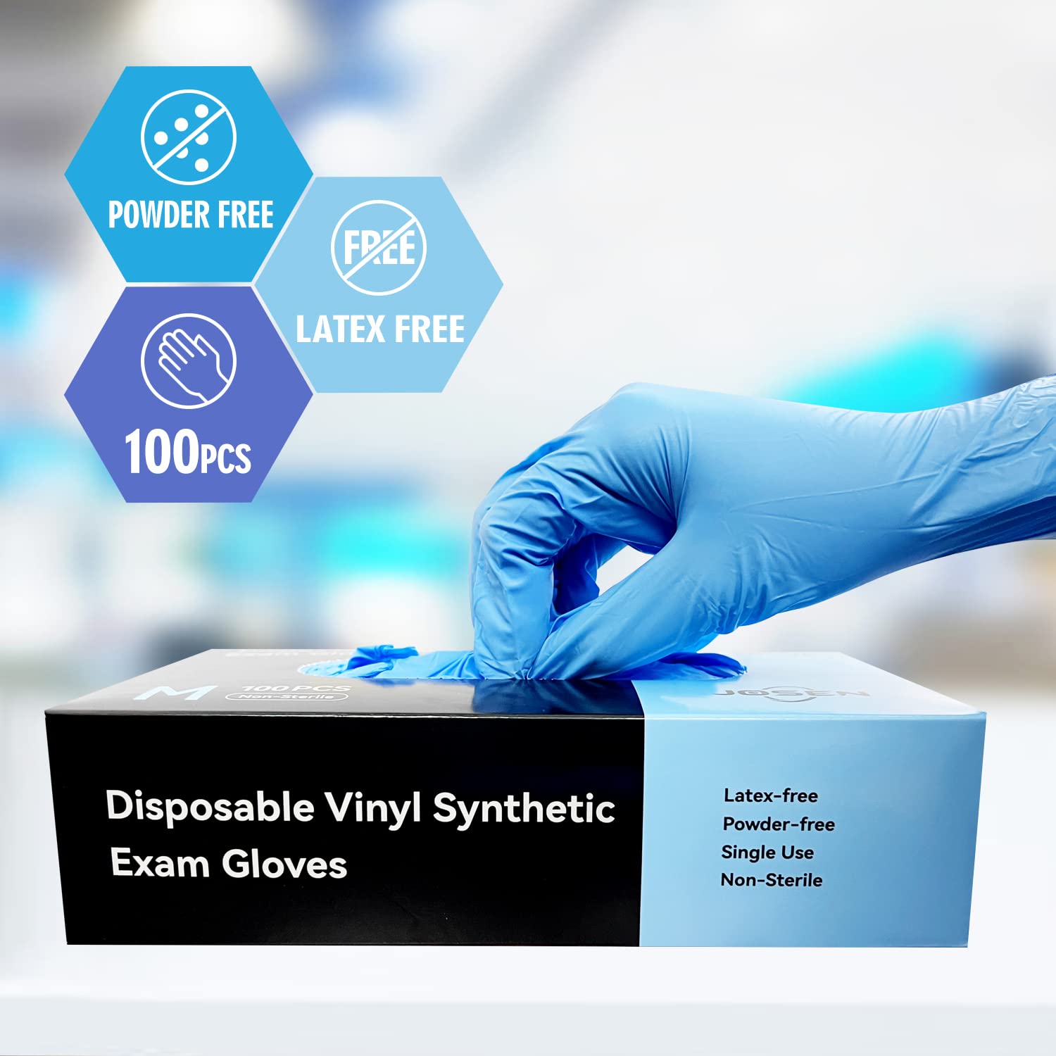 JOSEN Disposable Nitrile-Vinyl Blend Exam Blue Gloves, 1000 PCs, Medical Grade,Latex-Free, Powder-Free, Non-Sterile (1 case (1000 pcs), XL)