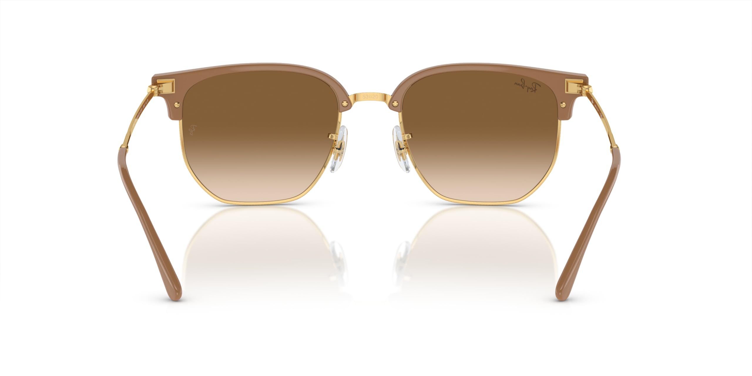 Ray-Ban RB4416 New Clubmaster Square Sunglasses, Beige On Gold/Brown Gradient, 51 mm