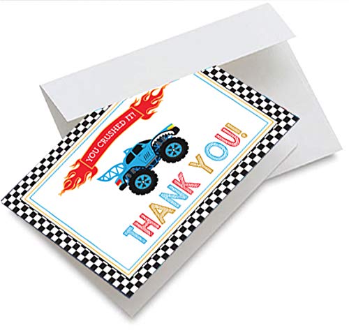 Monster Truck Thank You Card - Set of 20 Folded cards with envelopes