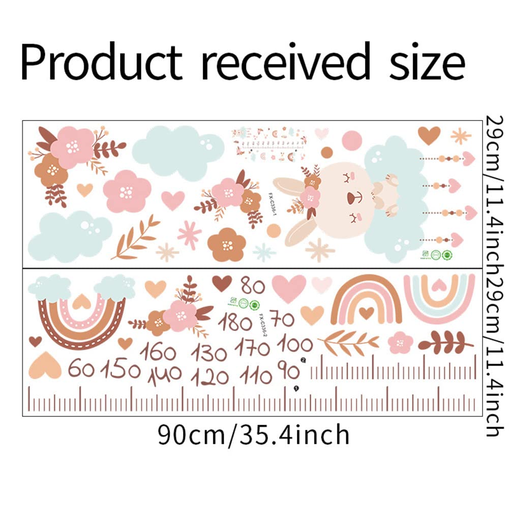 Rainbow Rabbit Flower Height Stickers Children's Room Kindergarten Home Decoration Wall Stickers self-Adhesive(Color 60-180cm)