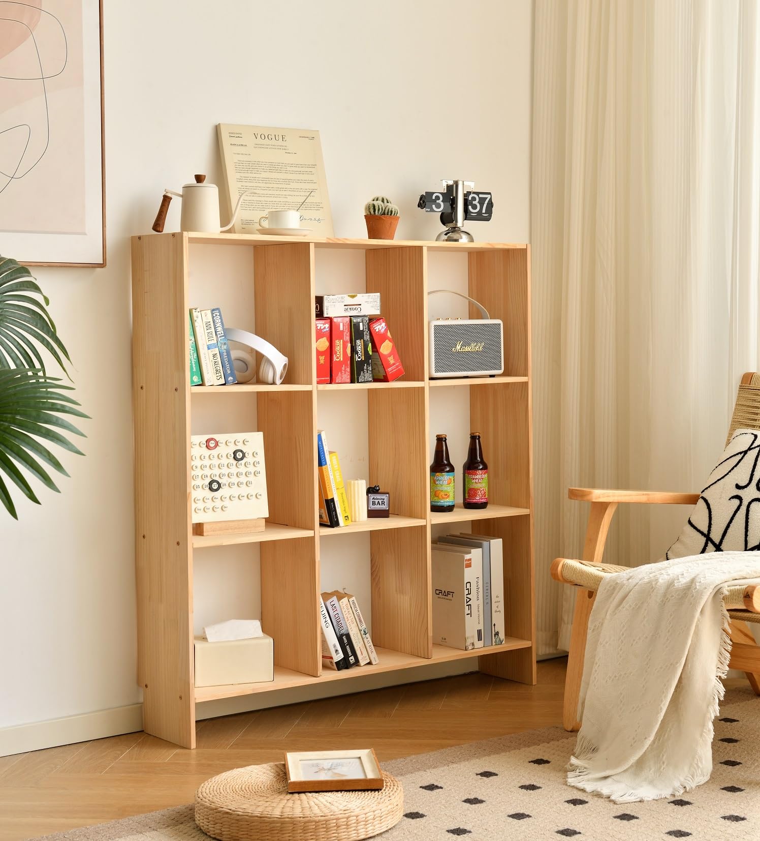 Heehee Cube Bookshelf Bookshelves Storage Organizer Shelf Bookcase Cube Storage Organizer for Bedroom,Living Room,Office (9-Cube)