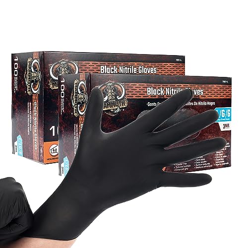 IRON MAMMOTH Nitrile Gloves Disposable Large Black Cleaning Gloves for Household 100-Count