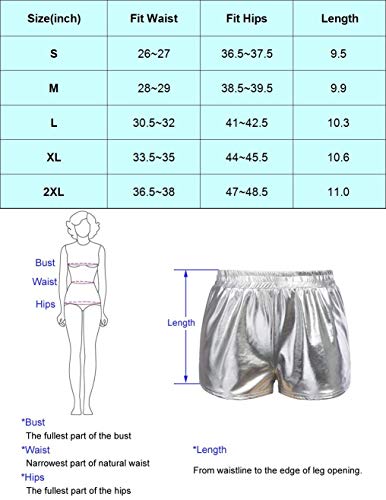 Kate Kasin Women's Yoga Hot Shorts Shiny Metallic Pants Wet Look with Elastic Waist