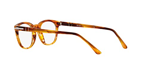 Persol PO3258V Round Prescription Eyewear Frames, Striped Brown/Demo Lens, 48 mm
