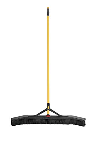 Rubbermaid Commercial Products Maximizer Push-to-Center Broom with Fine Bristle, 36" Wide, Black (2018730)