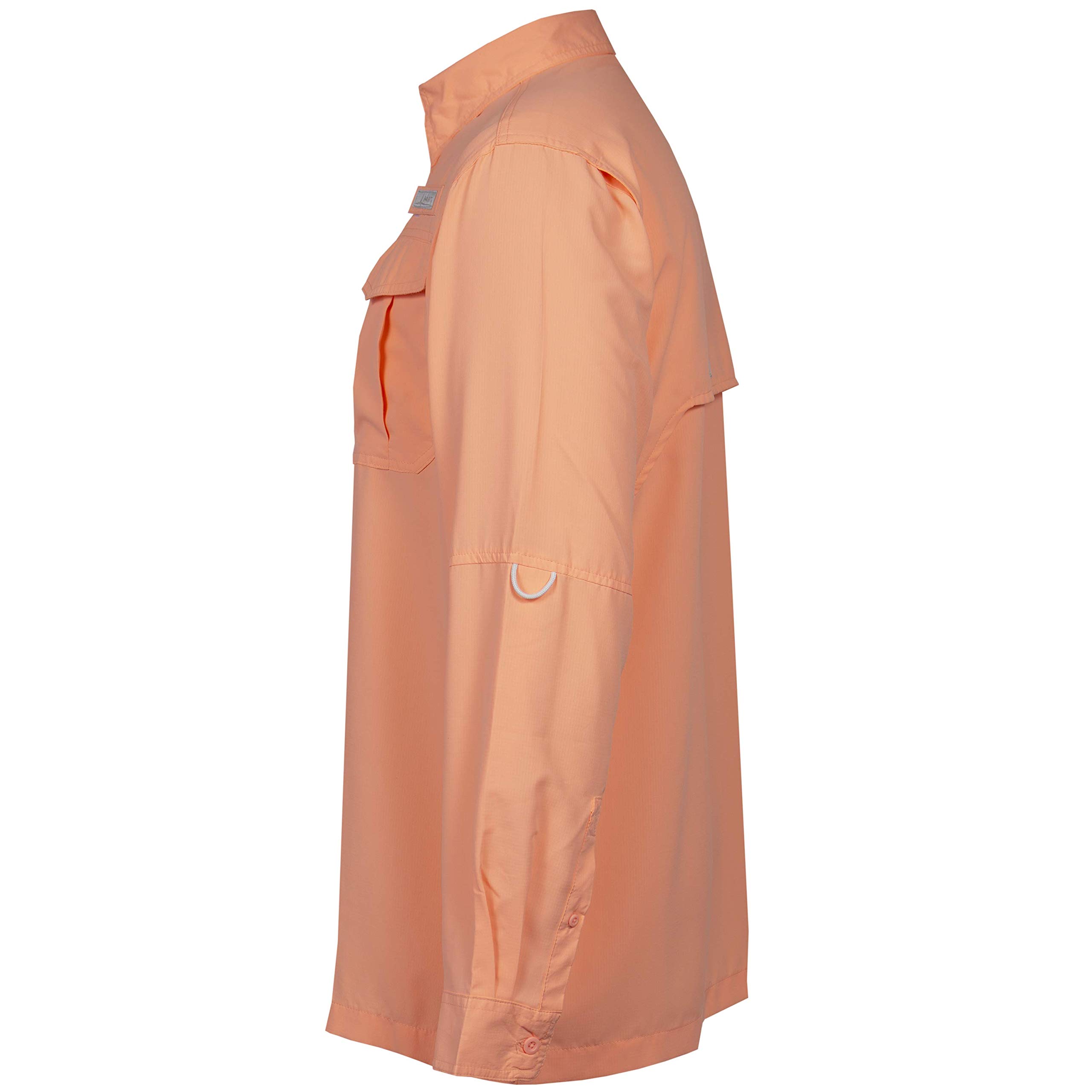 HABIT Men's Belcoast Long Sleeve River Guide Fishing Shirt, Spiked Peach, Small