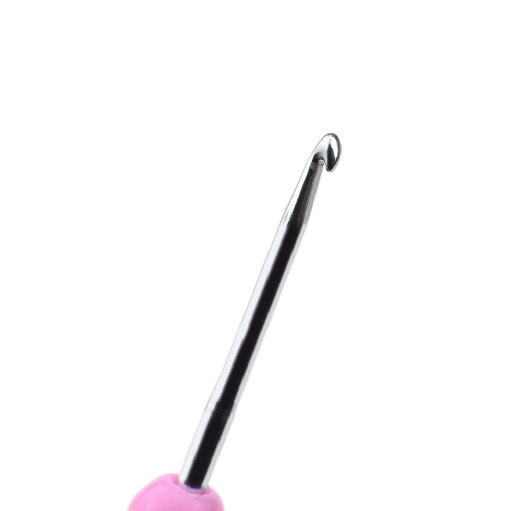 Katech 8 Pieces Crochet Hooks Different Sizes Crochet Needles Pink Handle Durable Aluminum Alloy Smooth Crochet Hook Set Ergonomic Knitting Needle Tools Weave Yarn Craft Knitting Kit