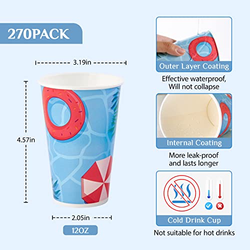 LITOPAK 270 Pack 12 oz Paper Cups, Paper Cold Cups with Special Design, Iced Coffee Paper Cups, Cold Beverage Paper Cup for Water, Juice, and All Kinds of Cold Drinks.