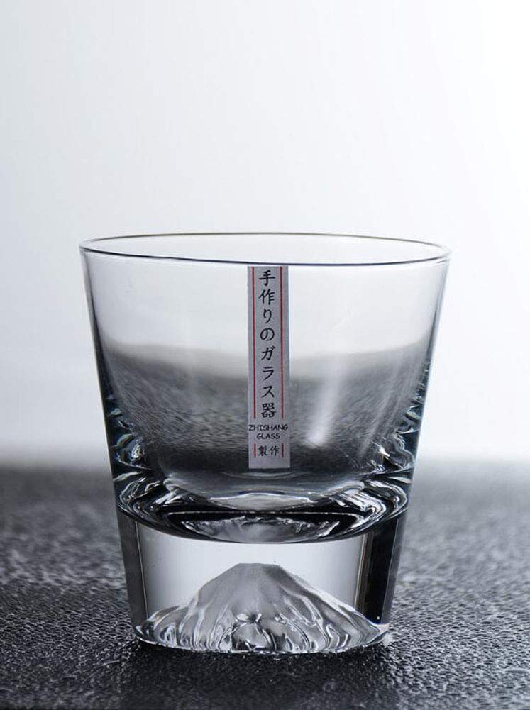 Maya Star Japanese-Style Clear Whiskey Scotch Whiskey Brandy Whiskey Cocktail Glass - Mount Fuji Three-Dimensional Cup Dottom A1, Transparent