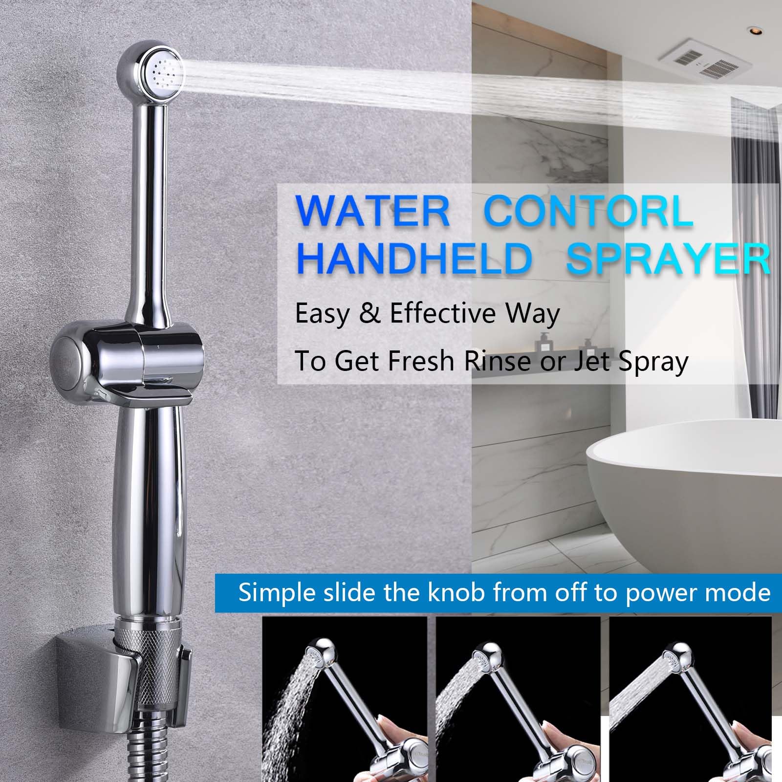 SonTiy Handheld Bidet Sprayer for Toilet, Brass Hand Held Bidet Attachment Jet Spray for Toilet with Backflow Preventer, Adjustable Water Pressure Control Cloth Diaper Sprayer, All Metal Bidet Shower