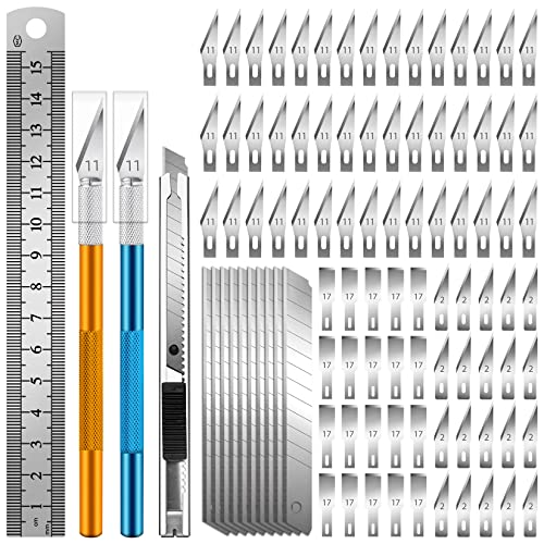Jetmore 94 Pack Exacto Knife Craft Knife Kit, 2 Precision Exacto Knife Set, 80PCS #2/#11/#17 Hobby Knife Blades with Storage Case, Exacto Knife for DIY, Art Work, Cutting, Carving