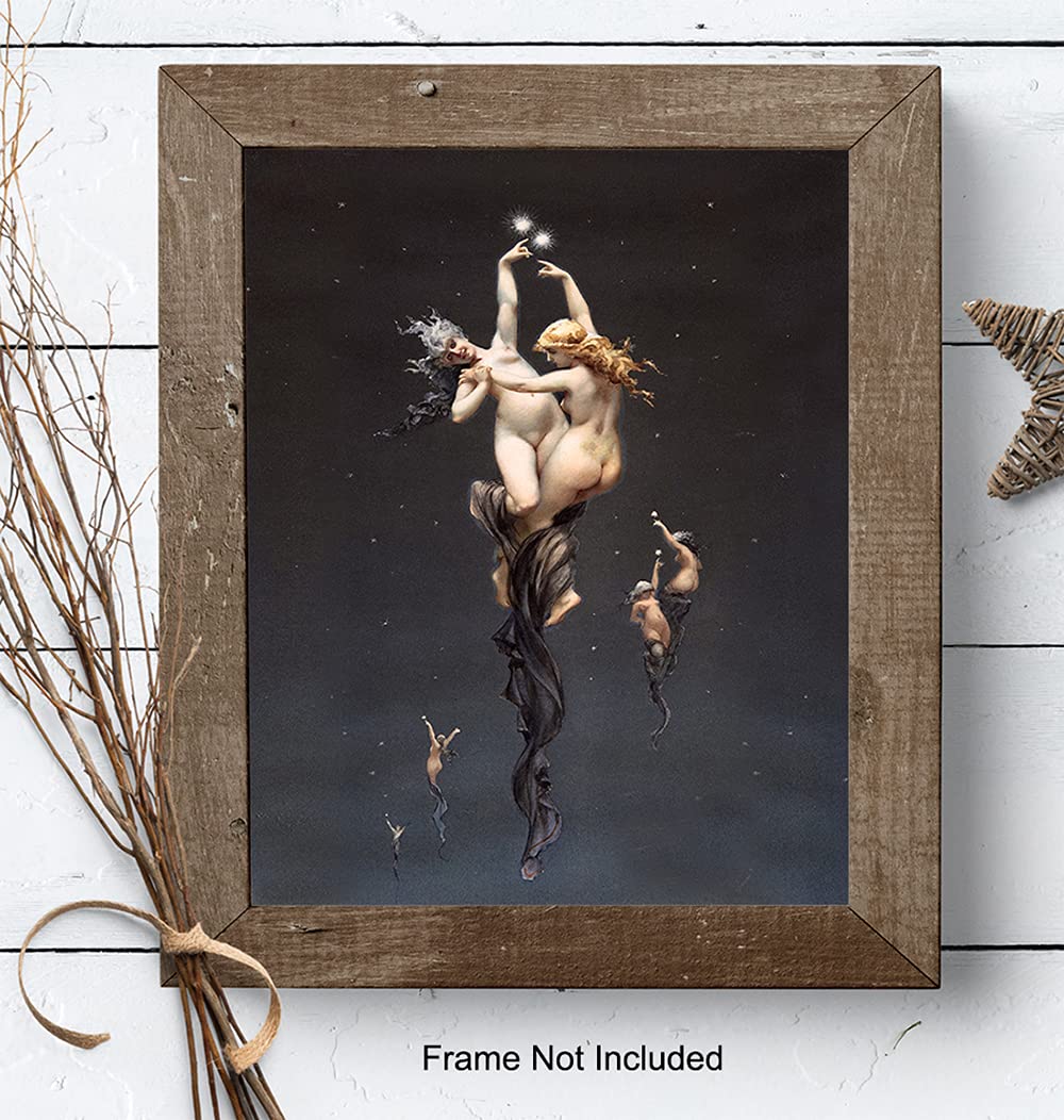 Pagan Fairy Decorations - Celtic Woman Mythology Wall Art - Witches Witch Decor - Celestial Witchcraft Wicca Wiccan Witchy Room Decor - Paganism Black Magic - Goth Gothic Home Decor
