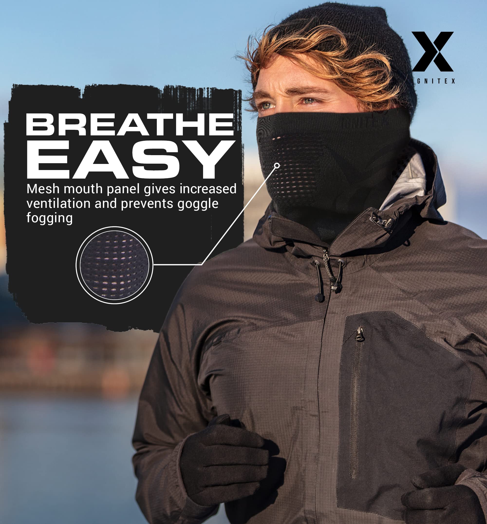 IGNITEX Ski Neck Gaiter, Winter Gaiter/Snowboarding Neck Warmer Gaiter, Breathable Ski Gator
