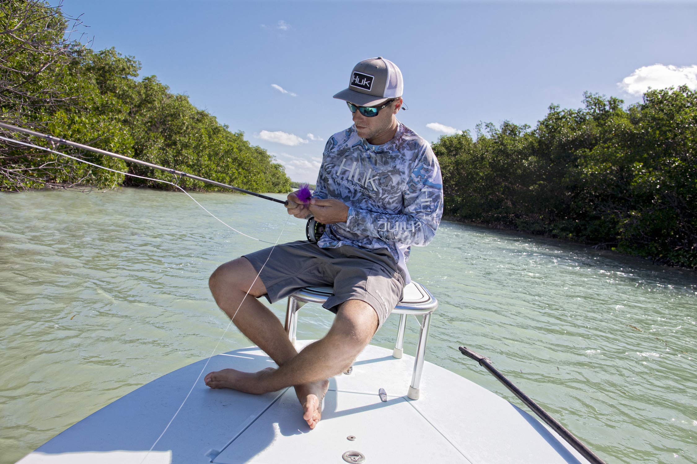Huk Men's Pursuit Camo Vented Long Sleeve 30 UPF Fishing Shirt, Mossy Oak Hydro Standards, X-Large