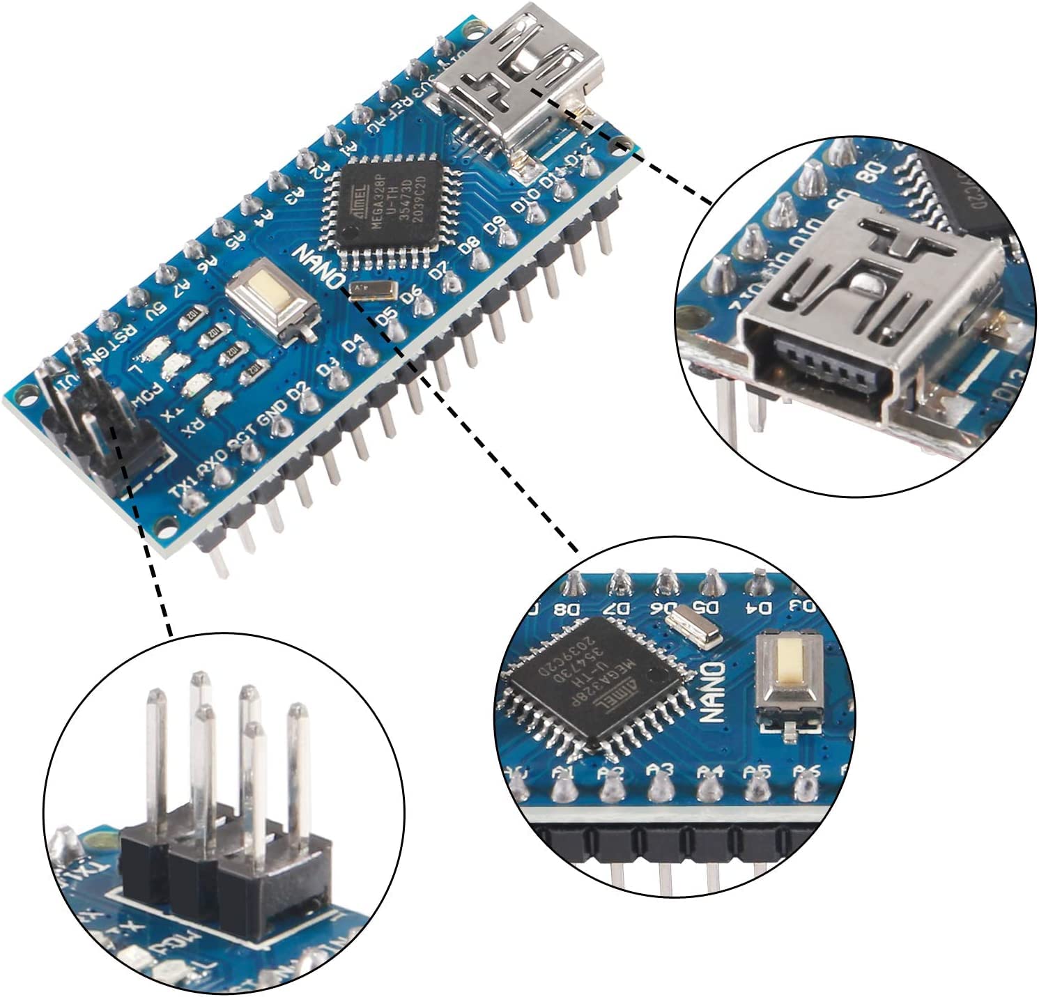 Mini Nano V3.0 ATmega328P 5V 16M Microcontroller Board w/USB Cable for Ar duino IDE