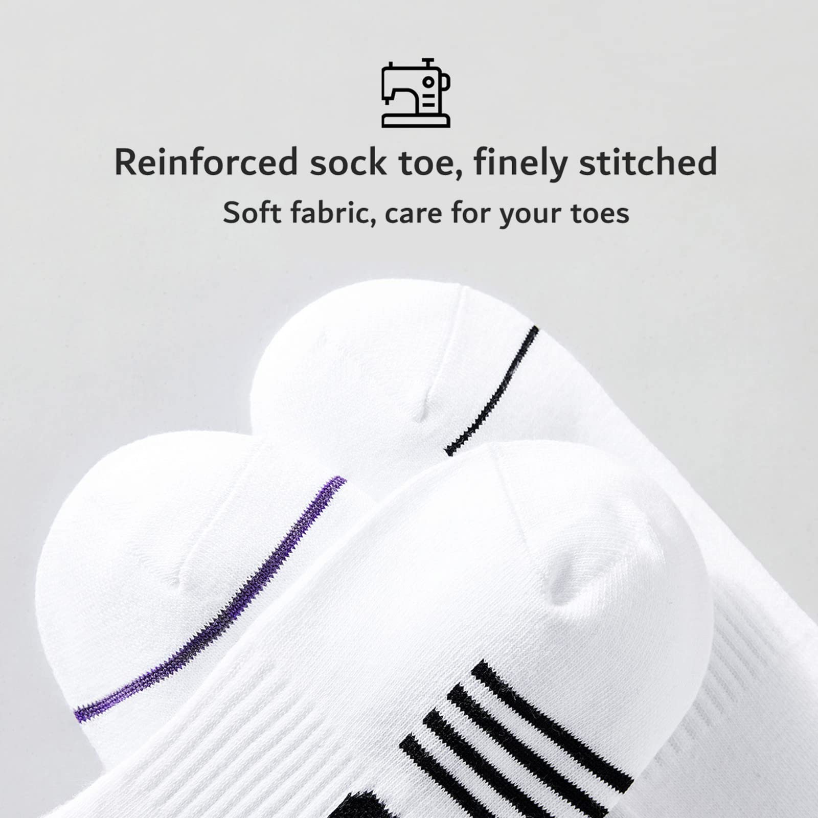 NUHEEL Ankle Socks Men Breathable Sports Low Cut Socks for Casual Running Walking Hiking Athletic, White (5 Pairs)