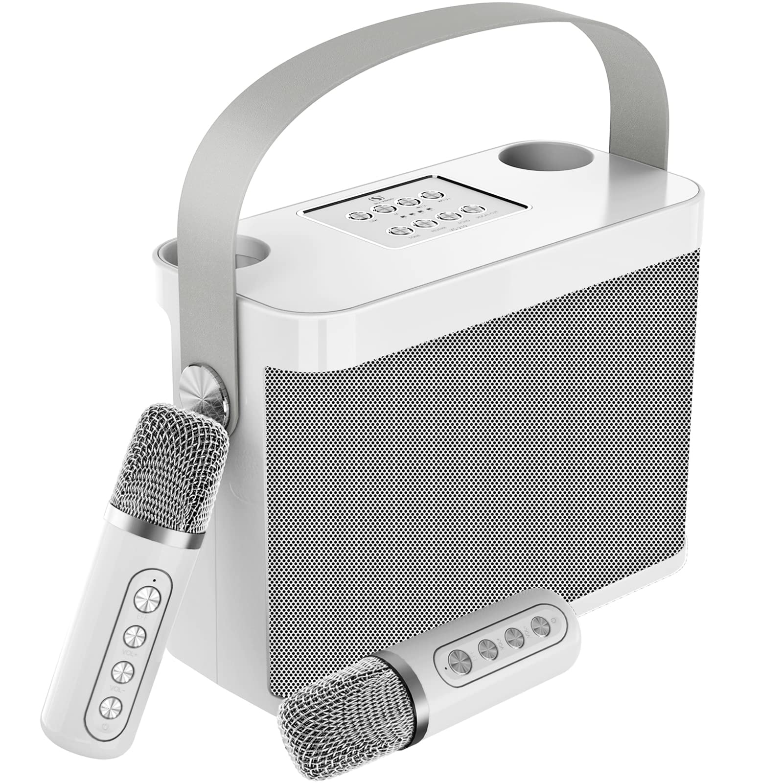 Karaoke Machine for Adults/Kids, FULLIFE 2024 Upgraded Portable Bluetooth Karaoke Speaker with 2 Wireless Microphones,PA Speaker System with Carrying Handle, Echo and Vocal Cut for Meetings, Parties