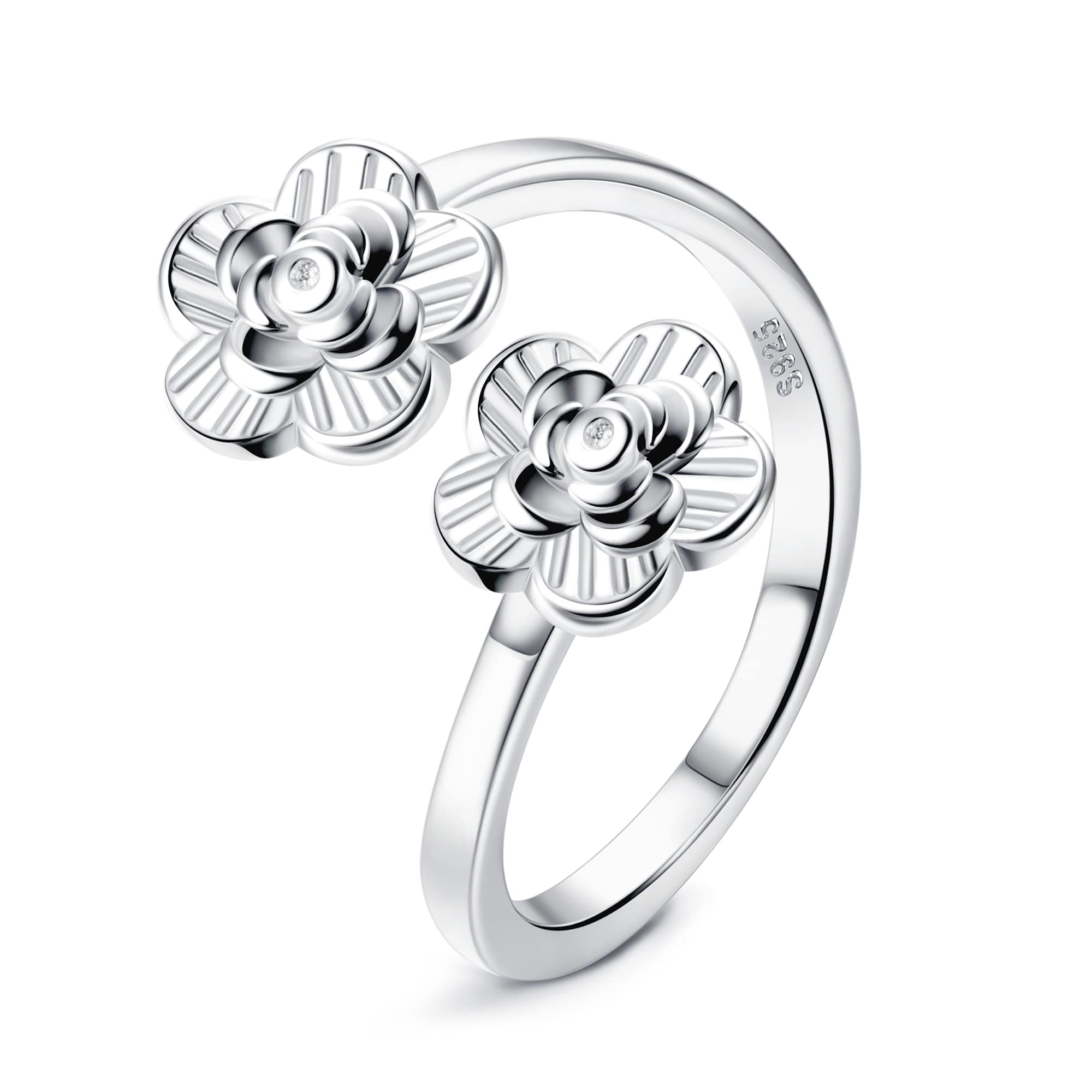 Magitaco 925 Sterling Silver Toe Ring for Women Adjustable Rings CZ Flower Heart Open Toe Rings
