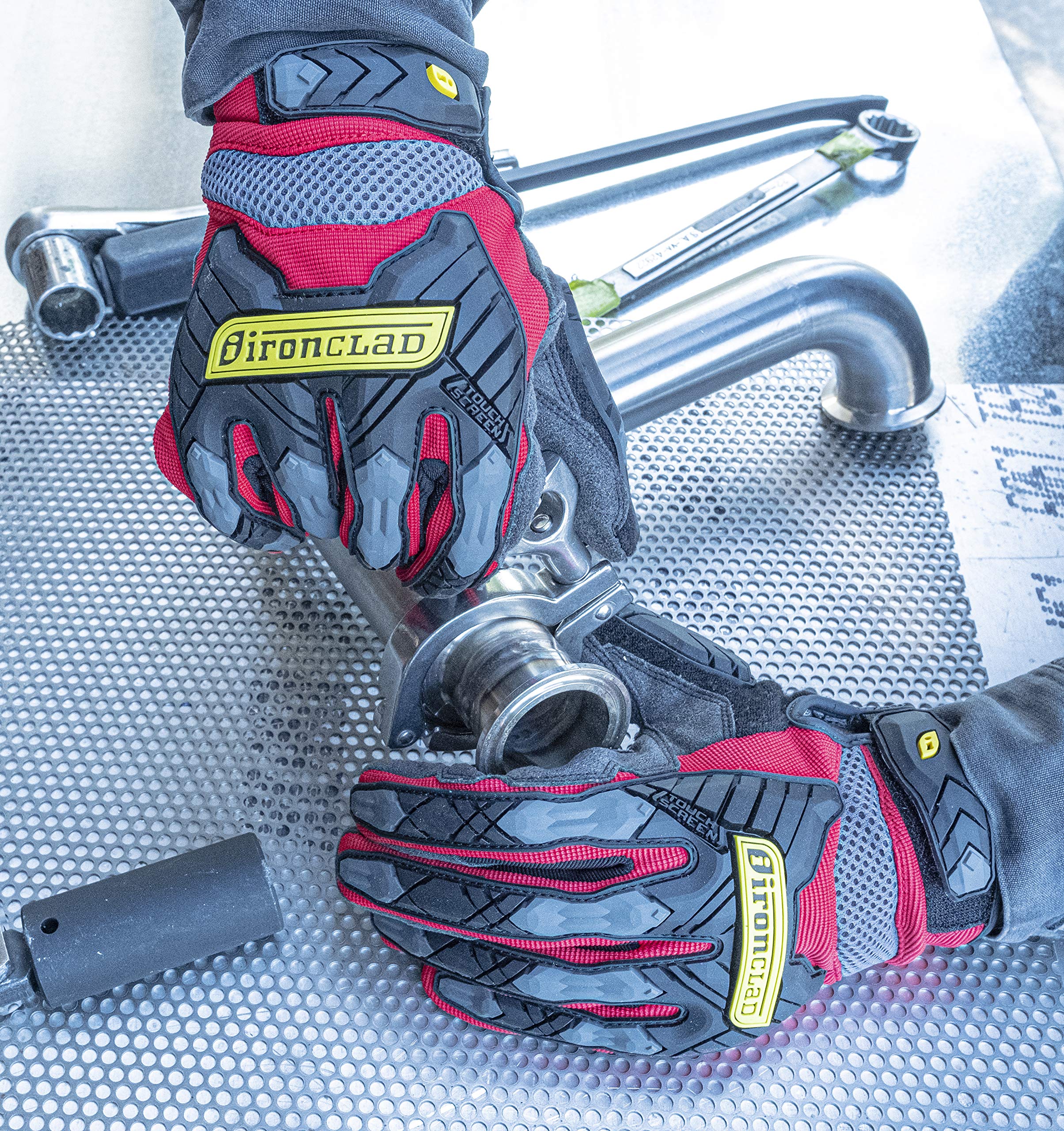 Ironclad Command Impact 360 Cut A6 Work Gloves; Touch Screen Gloves Conductive Palm & Fingers, Impact Protection, Machine Washable, Sized S, M, L, XL, XXL (1 Pair), Red (IEX-MIGR5-04-L)