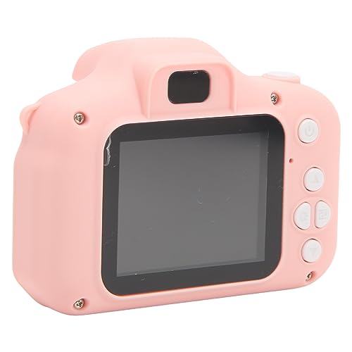 Kids Camera, Scratch Resistant Kids Digital Video Camera Auto Focus ABS & Silicone 2.4 Inch IPS Screen with Mic for Children Selfie (Pink)
