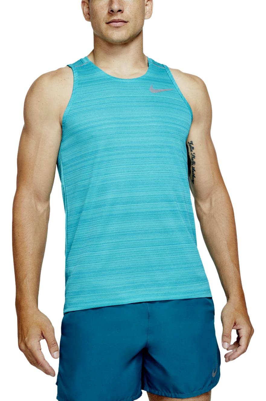 Nike Dri-FIT Miler Men's Running Tank (as1, Alpha, m, Regular, Regular, Chlorine Blue/Reflective Silver)