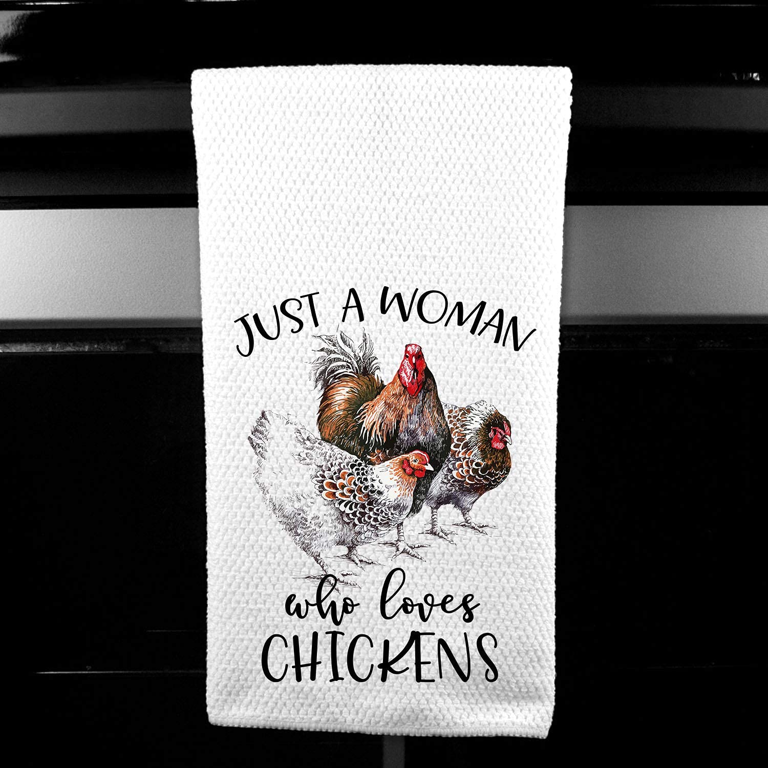 Just a Woman Who Loves Chickens Microfiber Farm Tea Towel Kitchen Linen