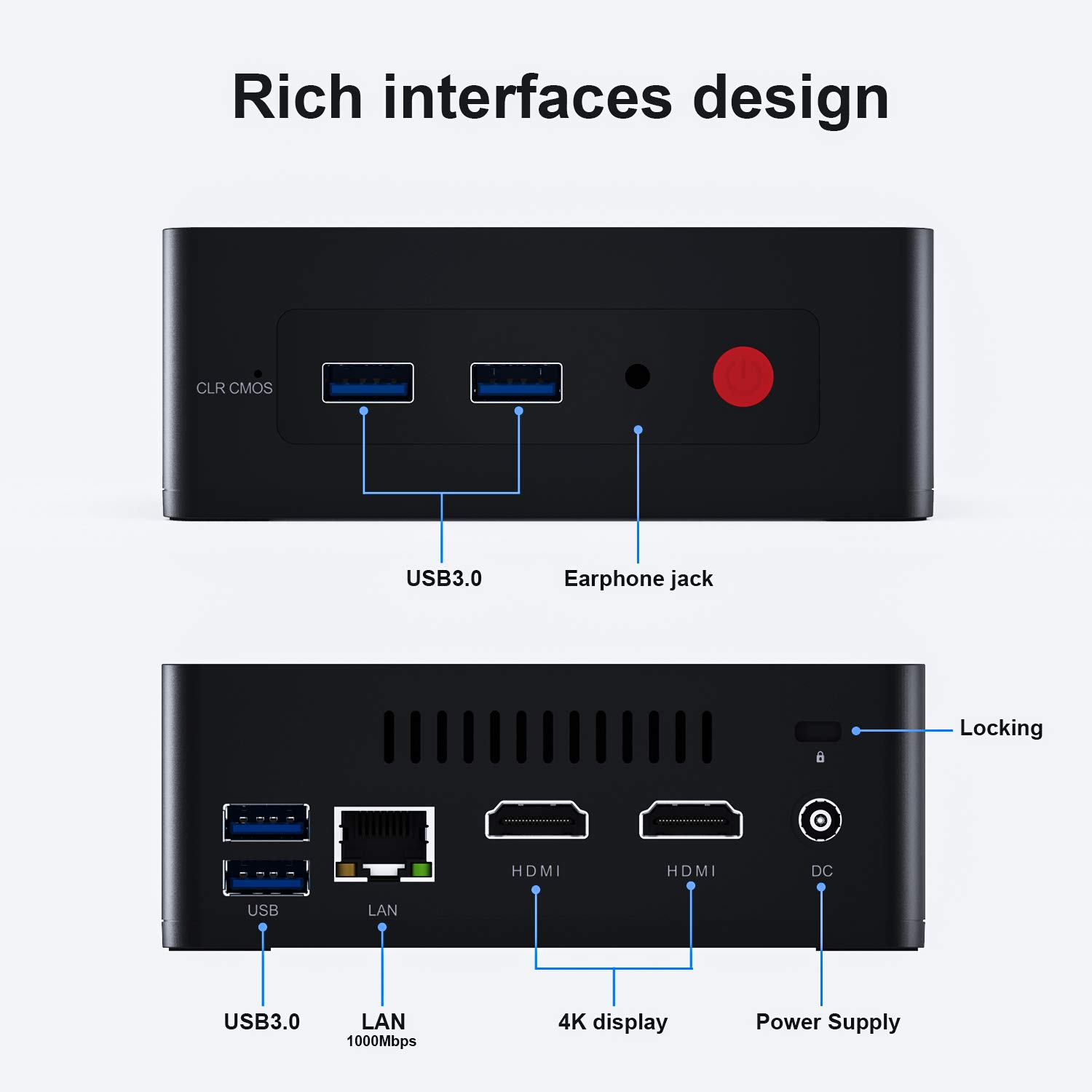 Mini PC Windows 10 for Home Office Gaming Business Mini Desktop Computer Celeron J4125 8GB DDR 128GB SSD Surpport 4K HD Dual HDMI WiFi 5 BT4.0 Gigabit Ethernet